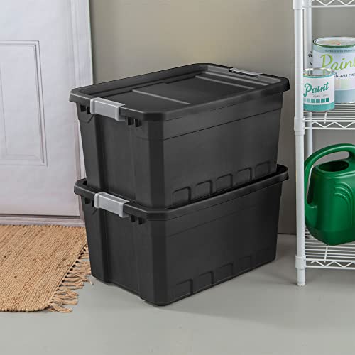 Sterilite Storage System Solution with 19 Gallon Heavy Duty Stackable Storage Box Container Totes with Grey Latching Lid for Home Organization, 6 Pack