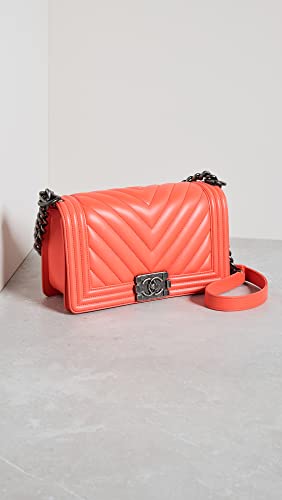 CHANEL Women's Pre-Loved Ornge Lamb Chevron Bag, Orange, One Size