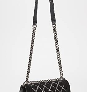 CHANEL Women's Pre-Loved Velvet Boy Medium Bag, Black, One Size