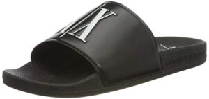 a|x armani exchange men’s icon logo pool slide sandal, nero, 10