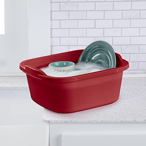 Sterilite 6475808 12 Quart Dishpan, Qt, Classic Red, 8 Count (Pack of 1)