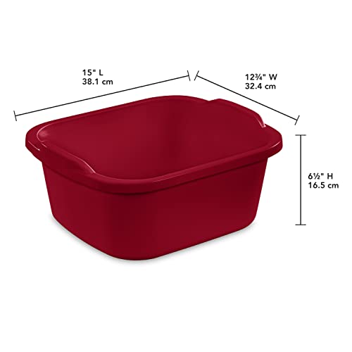 Sterilite 6475808 12 Quart Dishpan, Qt, Classic Red, 8 Count (Pack of 1)