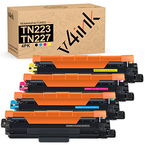 v4ink Remanufactured TN227 Toner Cartridge Replacement for Brother TN227 TN223 TN 223BK 227C 227M 227Y Color Toner for Brother HL L3210CW L3230CDW L3270CDW L3290CDW MFC L3710CW L3750CDW L3770CDW