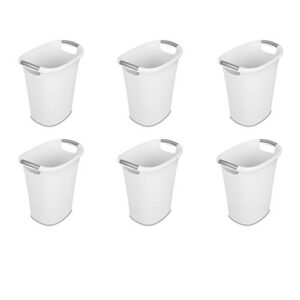 sterilite 10638006 6 gallon ultra wastebasket, white w/ titanium inserts, 6-pack