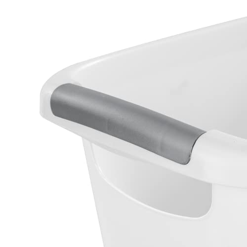 Sterilite 10638006 6 Gallon Ultra Wastebasket, White w/ Titanium Inserts, 6-Pack