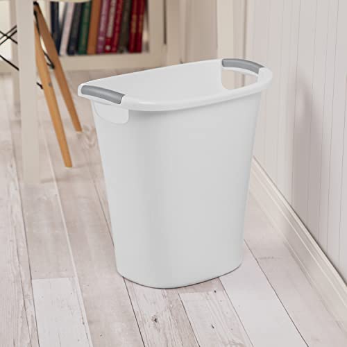 Sterilite 10638006 6 Gallon Ultra Wastebasket, White w/ Titanium Inserts, 6-Pack