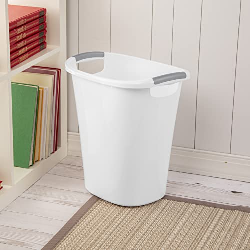 Sterilite 10638006 6 Gallon Ultra Wastebasket, White w/ Titanium Inserts, 6-Pack