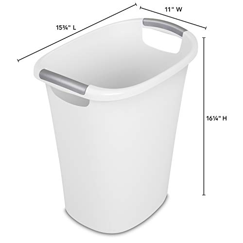 Sterilite 10638006 6 Gallon Ultra Wastebasket, White w/ Titanium Inserts, 6-Pack