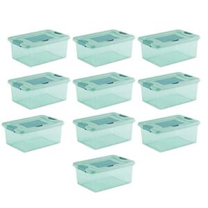 sterilite 15 quart fresh scent stackable storage box container (10 pack), aqua