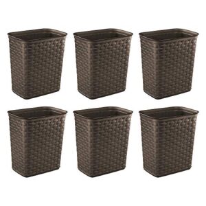 sterilite weave 3.4 gallon plastic home/office wastebasket trash can (6 pack)