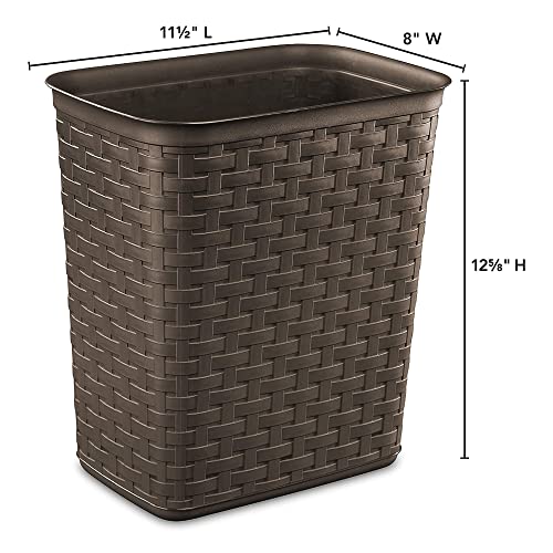 Sterilite Weave 3.4 Gallon Plastic Home/Office Wastebasket Trash Can (6 Pack)