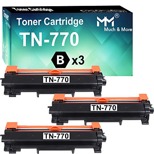 MM MUCH & MORE Compatible Toner Cartridge Replacement for Brother TN-770 TN770 TN760 to Used with HL-L2370DW HL-L2370DWXL MFC-L2750DW MFC-L2750DWXL Printers (3-Pack, Black)