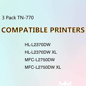 MM MUCH & MORE Compatible Toner Cartridge Replacement for Brother TN-770 TN770 TN760 to Used with HL-L2370DW HL-L2370DWXL MFC-L2750DW MFC-L2750DWXL Printers (3-Pack, Black)