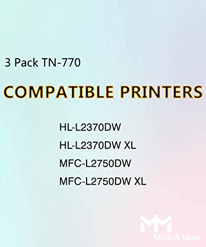 MM MUCH & MORE Compatible Toner Cartridge Replacement for Brother TN-770 TN770 TN760 to Used with HL-L2370DW HL-L2370DWXL MFC-L2750DW MFC-L2750DWXL Printers (3-Pack, Black)