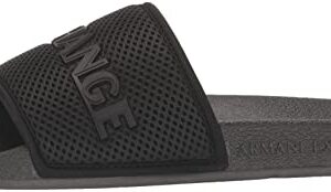 A|X ARMANI EXCHANGE Men's Mesh Rubber Logo Pool Slide Sandal, Black+Black, 7