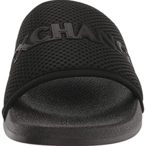 A|X ARMANI EXCHANGE Men's Mesh Rubber Logo Pool Slide Sandal, Black+Black, 7