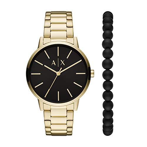 AX ARMANI EXCHANGE Men's Gold-Tone Stainless Steel Watch & Bracelet Gift Set (Model: AX7119)