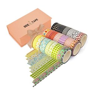 Washi Tape Set Gift Box, 30 Rolls 3 Sizes 15mm 10mm and 3mm Arts and Crafts, Decorative Masking Craft Cute Tape, Great Scrapbooking Tape Set, DIY Bullet Journal, Planner Washy Tape