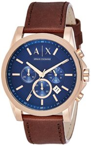 armani exchange men’s ax2508 brown leather watch