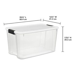 Sterilite 70 Quart Multipurpose Stackable Plastic Latching Lid Storage Tote, 4 Pack & 6 Quart Container Box Bin for Home Organization, Clear 12 Pack