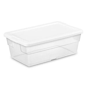 Sterilite 70 Quart Multipurpose Stackable Plastic Latching Lid Storage Tote, 4 Pack & 6 Quart Container Box Bin for Home Organization, Clear 12 Pack