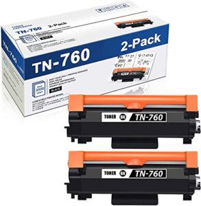 maxcolor 2 pack black tn-760 toner compatible tn760 high yield toner cartridge replacement for brother dcp-l2550dw mfc-l2750dwxll2750dw hl-l2370dw/dwxl l2350dw l2395dw l2390dw printer,tn760-2pk