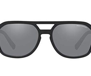 A|X ARMANI EXCHANGE Men's AX4074S Rectangular Sunglasses, Matte Black/Light Grey Mirrored/Black, 57 mm