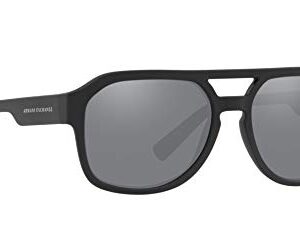 A|X ARMANI EXCHANGE Men's AX4074S Rectangular Sunglasses, Matte Black/Light Grey Mirrored/Black, 57 mm