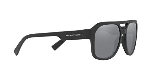 A|X ARMANI EXCHANGE Men's AX4074S Rectangular Sunglasses, Matte Black/Light Grey Mirrored/Black, 57 mm