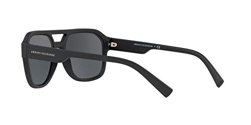 A|X ARMANI EXCHANGE Men's AX4074S Rectangular Sunglasses, Matte Black/Light Grey Mirrored/Black, 57 mm