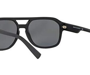 A|X ARMANI EXCHANGE Men's AX4074S Rectangular Sunglasses, Matte Black/Light Grey Mirrored/Black, 57 mm