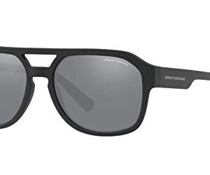 A|X ARMANI EXCHANGE Men's AX4074S Rectangular Sunglasses, Matte Black/Light Grey Mirrored/Black, 57 mm