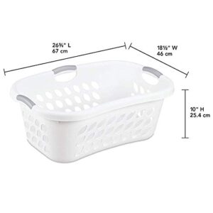 Sterilite Ultra HipHold 1.25 Bushel Capacity Plastic Stackable Folding Clothes Contour Shaped Laundry Basket Bin, White (18 Pack)