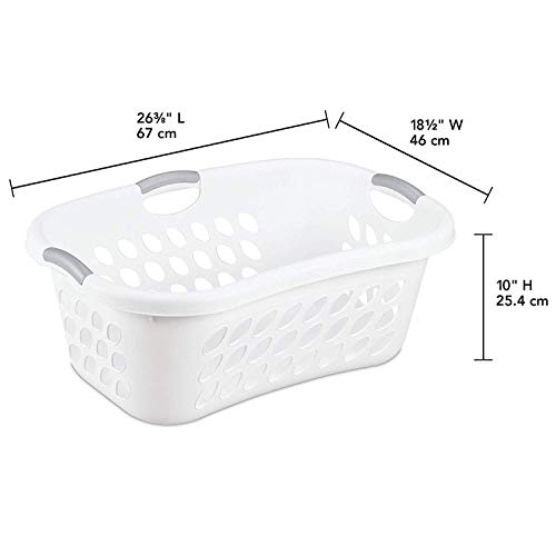 Sterilite Ultra HipHold 1.25 Bushel Capacity Plastic Stackable Folding Clothes Contour Shaped Laundry Basket Bin, White (18 Pack)