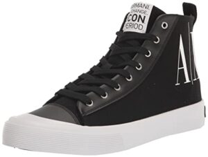 a|x armani exchange men’s updated icon logo high-top sneaker, black, 10