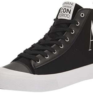 A|X ARMANI EXCHANGE Men's Updated Icon Logo High-Top Sneaker, Black, 10