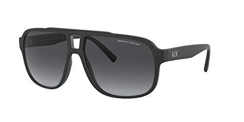 A|X ARMANI EXCHANGE Men's AX4104S Rectangular Sunglasses, Black/Grey Gradient, 61 mm