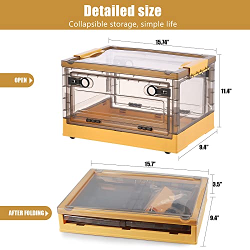 Loobuu Foldable Plastic Storage Boxes with Latching Lids & wheels, Clear Storage Bins for Home & Office Organization, Stackable Collapsible Organizer Container for Groceries, Toys, Books, Snacks Storage Case - 26L