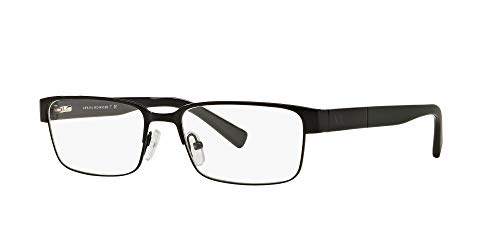 A|X ARMANI EXCHANGE Men's AX1017 Rectangular Prescription Eyewear Frames, Black/Demo Lens, 54 mm