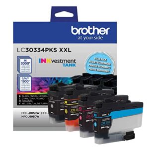 brother® lc3033 genuine high-yield multi-pack ink, black/cyan/magenta/yellow, pack of 4 cartridges, lc30334pks