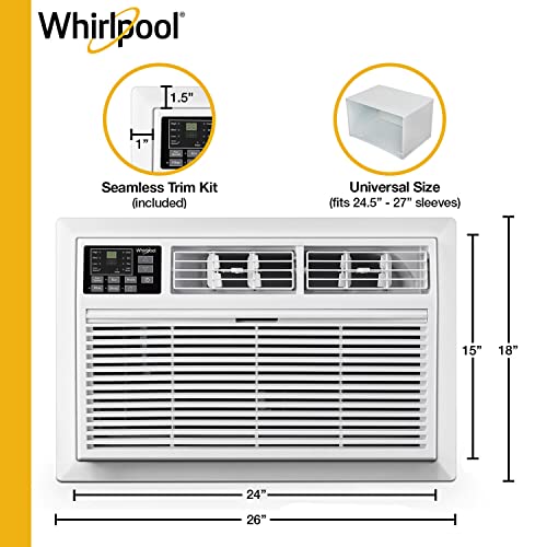 Whirlpool 14,000 BTU 230V Through-the-Wall Air Conditioner and Heater with Remote Control, Digital Display, and 24H Timer