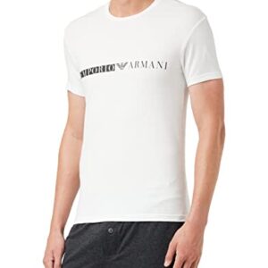 Emporio Armani mens Side Logoband Short Sleeve Fitted Fit T-shirt T Shirt, White, Large US