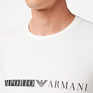 Emporio Armani mens Side Logoband Short Sleeve Fitted Fit T-shirt T Shirt, White, Large US