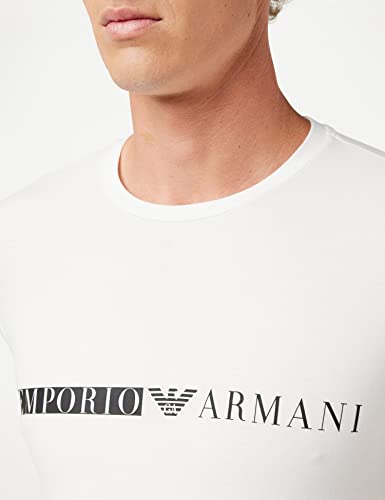 Emporio Armani mens Side Logoband Short Sleeve Fitted Fit T-shirt T Shirt, White, Large US