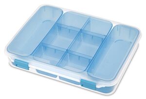 sterilite 14028606 see-through divided cases aquarium latches and freshwater tint trays, blue