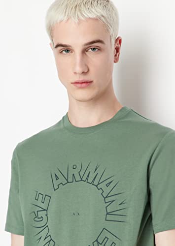 A|X ARMANI EXCHANGE Men's Exchange Circle Armani Logo Tee, Duck Green, XX-Large