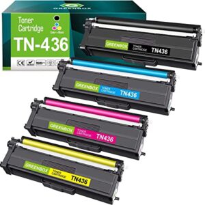 GREENBOX TN436 Toner Cartridge Compatible for Brother TN436 TN433 6,500 Pages High Yield, for Brother HL-L8360CDW HL-L8260CDW MFC-L8610CDW MFC-L9570CDW MFC-L8900CDW Printer (Black Cyan Yellow Magenta)