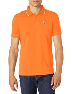 a|x armani exchange men’s organic cotton contrast logo polo, oriole, xl