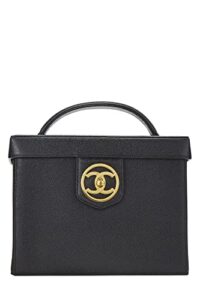 chanel, pre-loved black caviar circle ‘cc’ vanity large, black