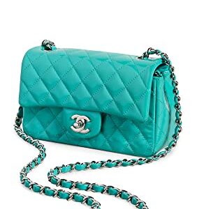 CHANEL Women's Pre-Loved Green Patent Rectangular Flap Bag, Green, One Size